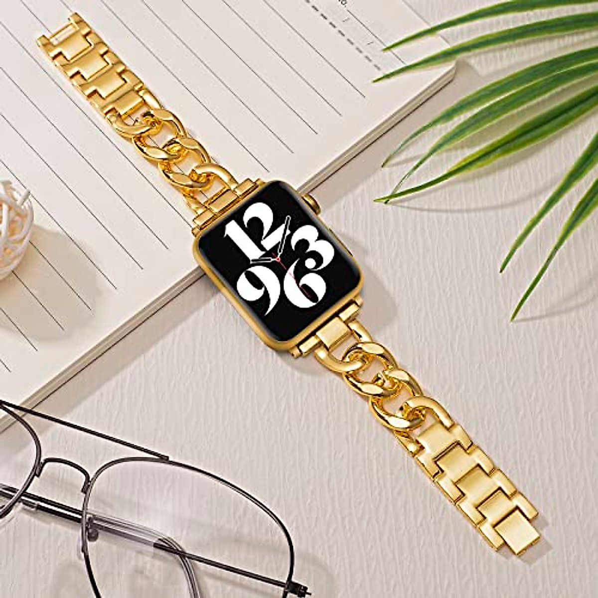 SEURE Stainless Steel Metal Band Compatible with Apple Watch Band 38mm 40mm 41mm 42mm 44mm 45mm Women Bracelet Replacement Wristband Strap for iWatch Series 8/7/6/5/4/3/2/1 Ultra SE