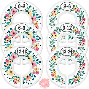 Baby Closet Size Dividers - Rustic Floral Nursery Closet Dividers for Baby Clothes - Dividers by Month for Baby Girl Nursery Decor - Flower Baby Closet Dividers for Clothing Racks - [Rustic Floral]