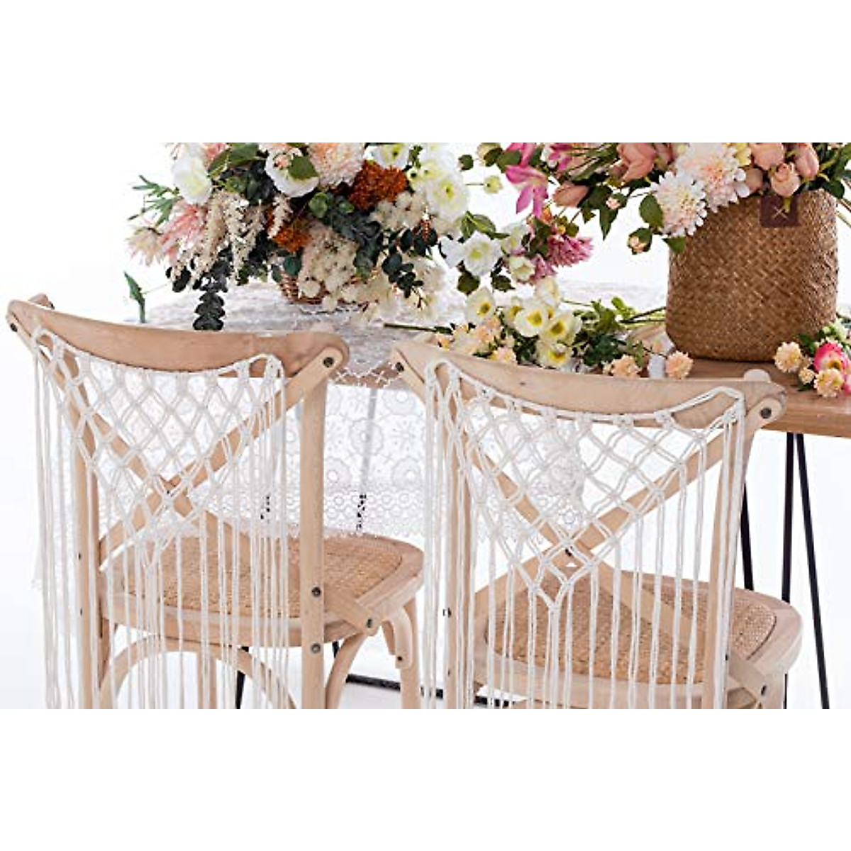 Hysunland Macrame Chair Decor for Wedding Party Chair Decorations Boho Home Décor, Set of 2