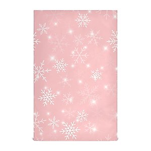 Exnundod Pink Kitchen Dish Towels Christmas Snowflakes Set of 4, Kitchen Towels Winter Themed Dish Cloth Reusable Cleaning Dishcloth Drying Wiping Decorative 18x28inch