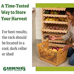 Gardeners Supply Company Garden Harvest Rack, Large 9 Drawer Adjustable Wooden Vegetable and Fruit Storage | Herb Drying Rack | Vegetable Basket Bins Rack