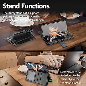 Mansoorr for Samsung Galaxy Z Fold 5 Wallet Case with S Pen Holder [Elastic Wrist Strap] [Carbon Fiber Texture Leather] Kickstand Card Holder Slots Protective Flip Folio Phone Cover 7.6" 2023 - Black