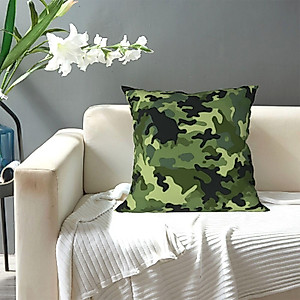 AdaNti Camo Green Print Throw Pillow Cover Square Soft Cushion Cover Throw Pillow Case for Home Decor Living Room Bed Couch Car 12"x12"