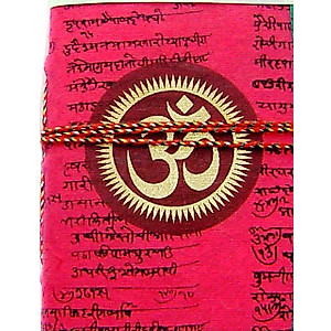 Rastogi Handicrafts Lokta Handmade Paper Journal Diary Note Book Planner Diary Pink Om Chakra Spiritual SIZE - 6x4 INCH