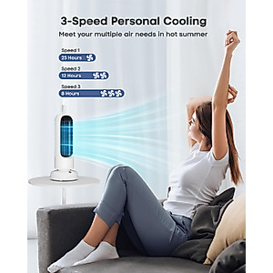 HOMETOP 12'' Tower Fan, Desk Fan with 3 Speeds and 70° Oscillation, Portable and Compact, Quiet Cooling Fan for Home Office Desktop Fan