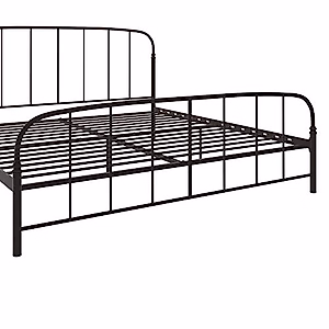 DHP Lafayette Metal Platform Bed with Rustic Style Curved Headboard and Footboard, Adustable Base Height for Underbed Storage, No Box Spring Needed, King, Bronze