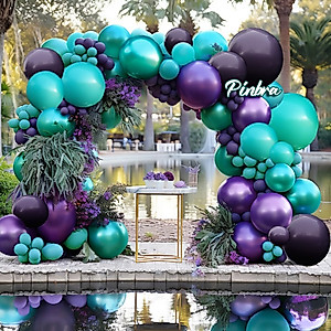 Purple Teal Balloon Garland Double Stuffed Dark Purple Blue Turquoise Green Metallic Latex Balloons Lavender Lilac Mermaid Balloon Arch Kit For Birthday Wedding Bridal Baby Shower Party Decoration