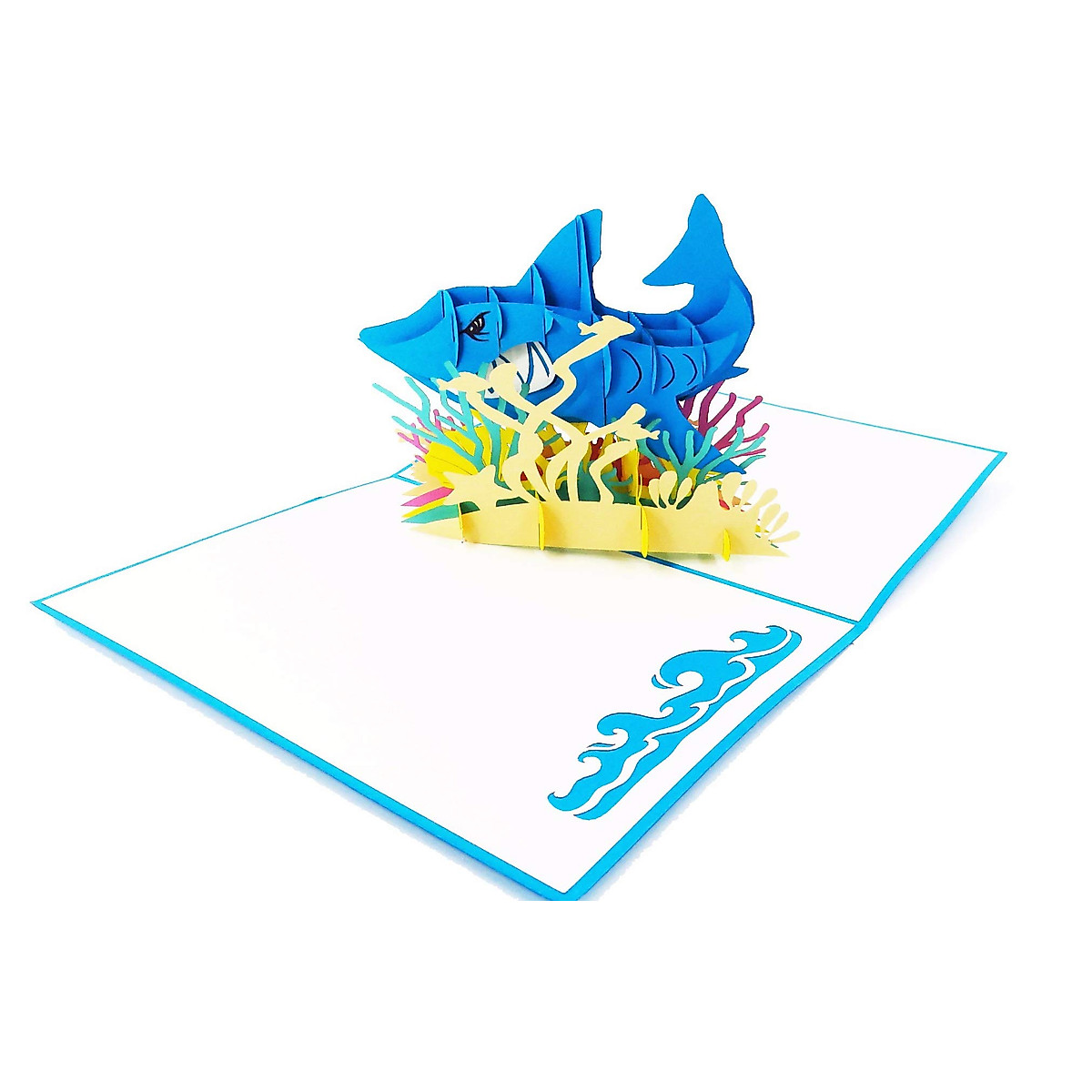 POP CARD EXPRESS White Shark Pop Up Card, 3D Popup Greeting Card - Ocean Birthday Pop Up Card, Congratulations, Thank you, Get Well for Friend, for son, for husband, for children