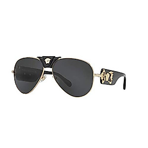 Versace Man Sunglasses Gold Frame, Dark Grey Lenses, 62MM