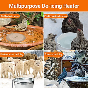 Keten Bird Bath Heater for Outdoors in Winter, 70W Thermostatic Controlled Auto Shut Off Birdbaths Deicer, Winter Water Heated De-icer for Bird, Chicken, Duck, Farm Trough