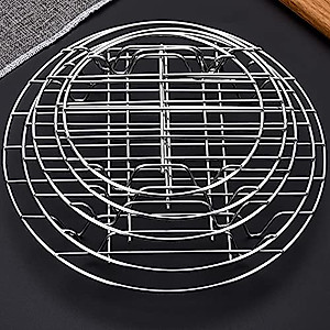 Wotermly 5 Pack Round Cooling Racks Set, 6, 7, 8, 9, 10 inch Air Fryer Rack Steamer Rack Baking Rack Stainless Steel Cake Pan for Baking Canning Cooking Lifting Food in Pots