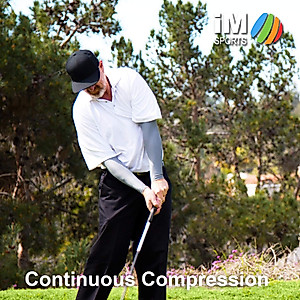 iM Sports LONG DRIVER Golf Sun Sleeves + Blocks 98% UV + Compression + Made in USA - White - Medium/Large - Pair