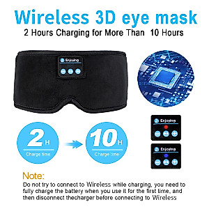 Sleep Headphones, Update Wireless 3D Eye Mask with Ultra-Thin HD Stereo Speakers for Side Sleepers, Air Travel, Meditation and Relaxation Black