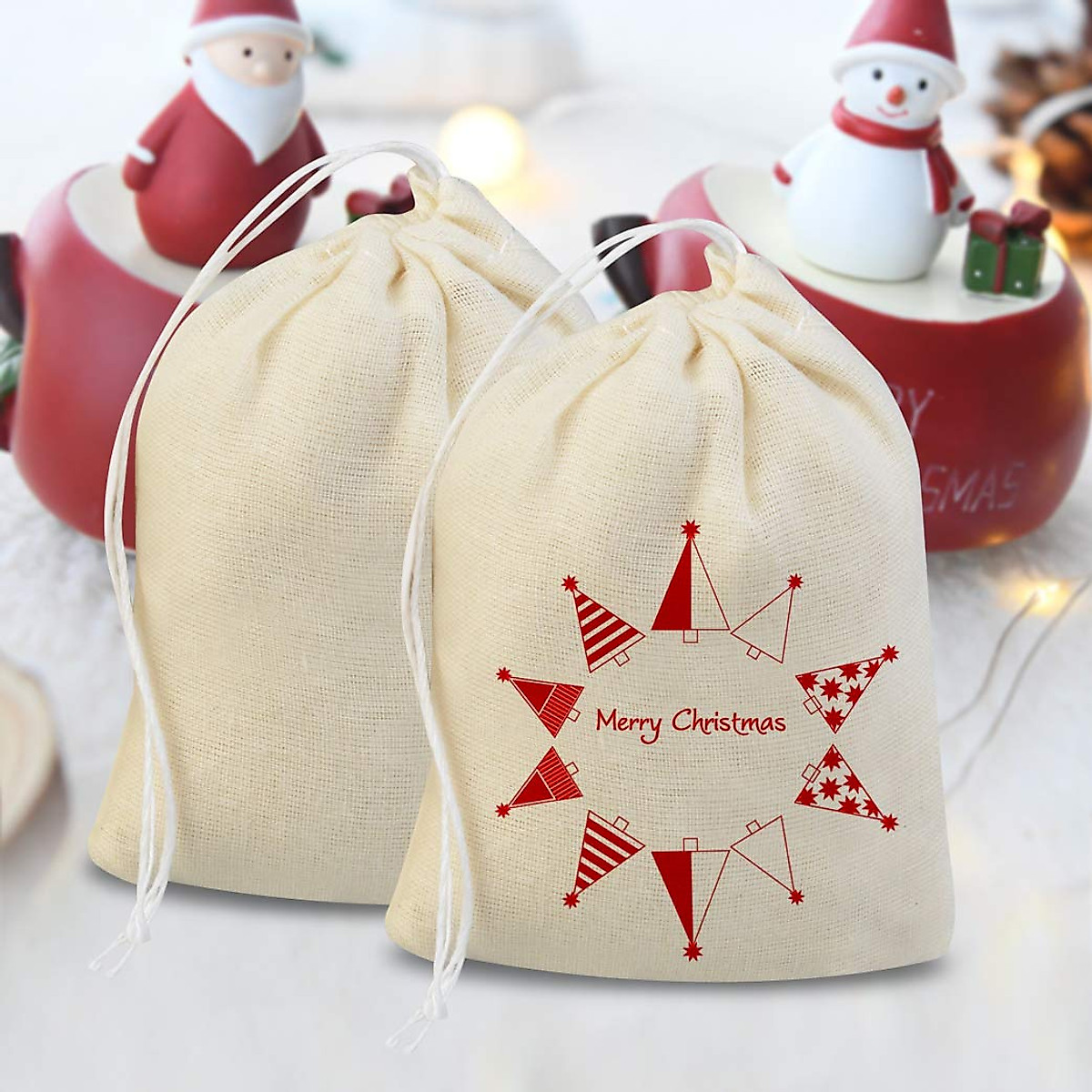 Tayfremn 200Pcs Cotton Drawstring Bags, Reusable Muslin Bag Natural Cotton Bags with Drawstring Produce Bags Bulk Gift Bag Jewelry Pouch for Party Wedding Home Storage, Natural Color (4 x 3 Inches)