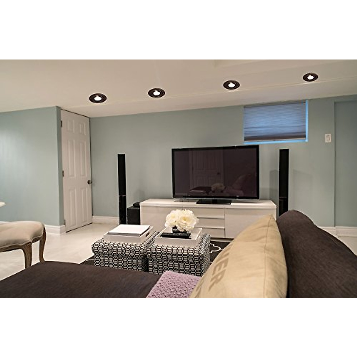 3" LED IC Rated Swivel Round Trim Recessed Lighting Kit, Oil Rubbed Bronze Finish, Easy Install Push-N-Click Clips, LED Bulb Included, 3.25" Hole Size,91144