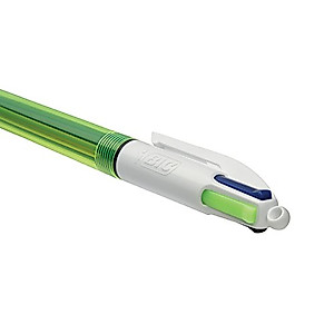BIC 4 Colours Fluo Ballpoint Pen Black, Blue, Red and Fluorescent Yellow Ink Colours 1 Pack