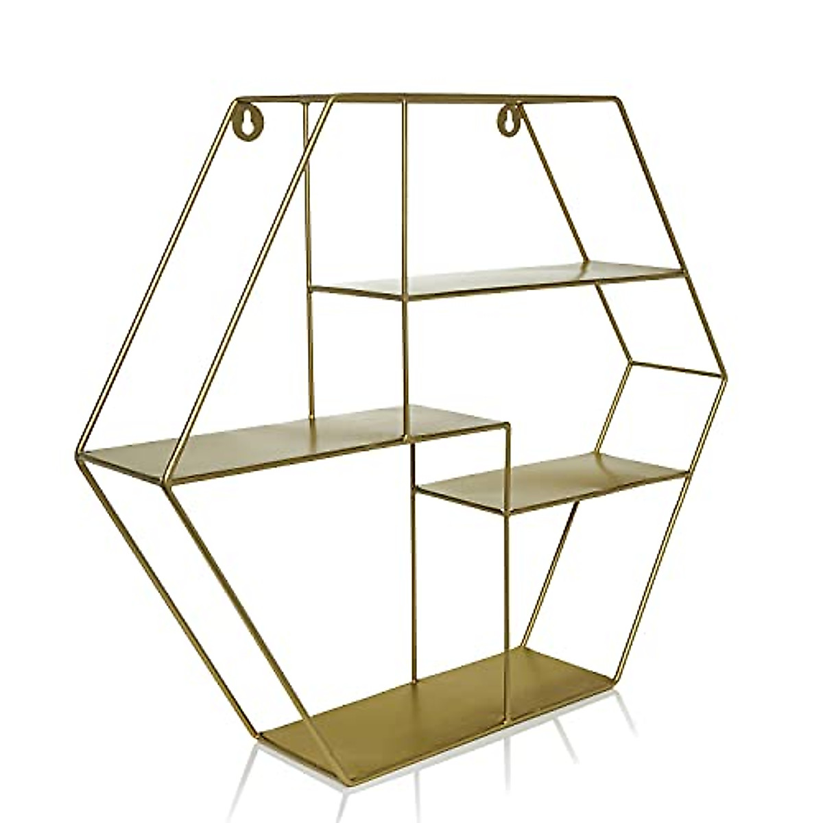 Gold Hexagon Wall Shelves, Extra Large Decorative Floating Shelf for Bathroom, Kitchen & Bedroom Wall Decor Shelfie, Glam Brass Geometric Wall Art, Metal Sconce Shelf, Boho Honeycomb Accent Display