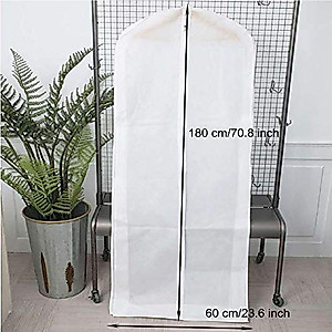 NUOMI Breathable Garment Bags Bridal Gown Wedding Dresses Storage Bag Long Dress Dust Over Large Cover Zipped Clear Bag for Home Travel, Foldable into a Carrrying Bag, White