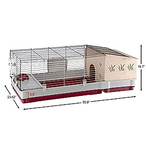 Krolik Extra-Large Rabbit Cage w/ Wood Hutch Extension Rabbit Cage Includes All Accessories and Measures 55.9L x 23.62W x 19.68H and Includes ALL Accessories