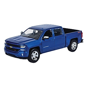 Motormax 2017 Chevrolet Silverado 1500 LT Z71 Crew Cab Pickup Truck 1/27 Scale Diecast Model Vehicle Blue