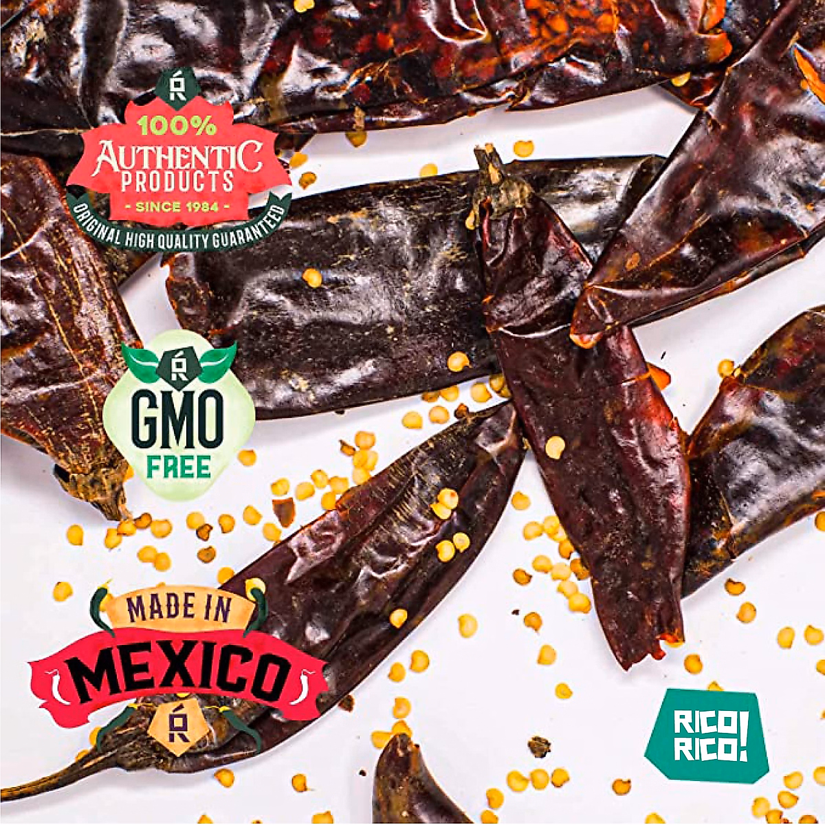 Dried Chile Peppers Bundle (12 oz Total) - Ancho, Guajillo and Arbol Chiles - The Spicy Trio - Great For Mexican Recipes - In Resealable Bags by RICO