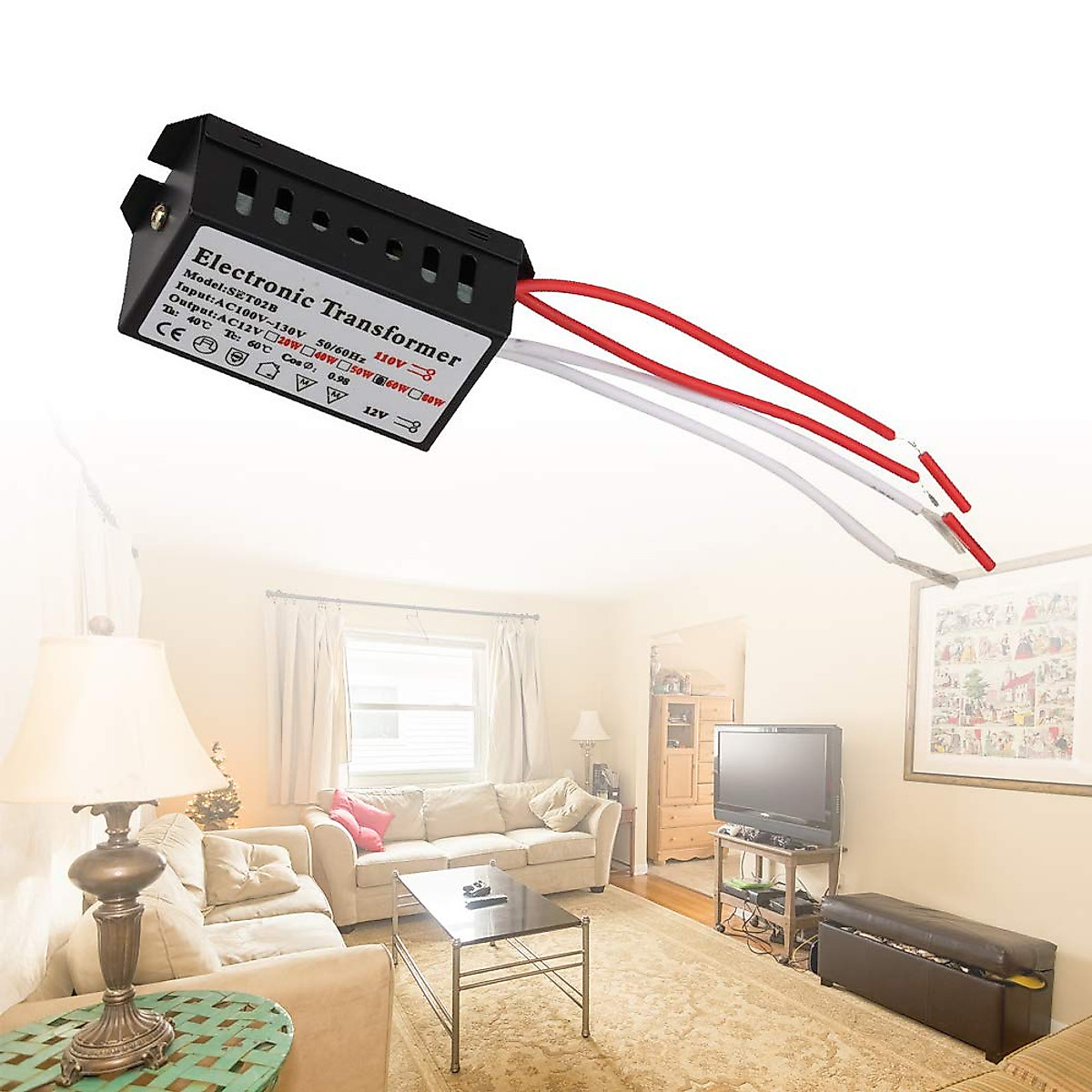 KOOBOOK 2Pcs 110V to 12V 60W Electronic Transformer Power Supply Converter Adapter for Halogen Light