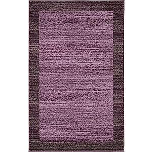 Unique Loom Del Mar Collection Area Rug-Transitional Inspired with Modern Contemporary Design, 3' 3 x 5' 3 Rectangular, Violet/Ivory