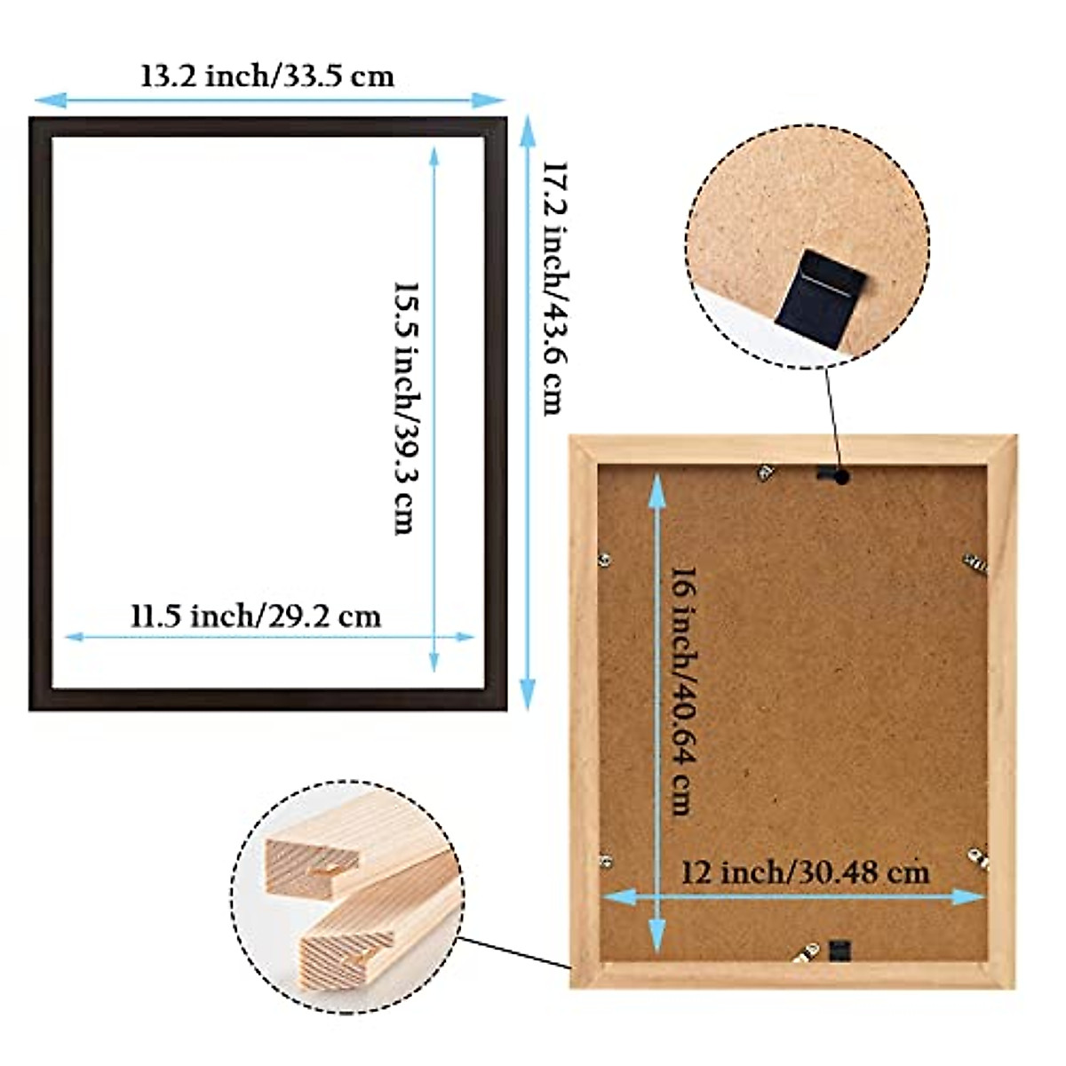 Nohouis Diamond Painting Picture Frames 12x16,for 13 x 17 in/35 x 45cm 5D Diamond Painting Art Kits Diamond Painting Pictures or Photos,Black Natural Solid Wood Wall Hanging Picture Frame