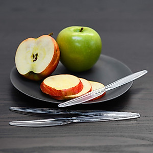 NYHI 400 Count of Premium Heavyweight Plastic Disposable Clear Knives Heavy Duty Sturdy Plastic Flatware Cutlery Set Is Excellent For Home Office Parties School Picnics Restaurants