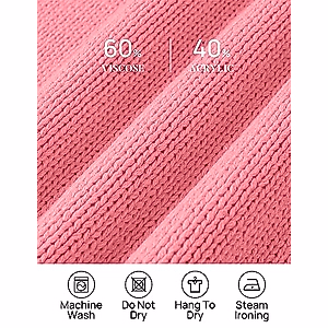 ZESICA Women's Casual Long Sleeve Crew Neck Pullover 2025 Spring Ribbed Knit Loose Contrast Color Sweater Tops,HotPink,Medium
