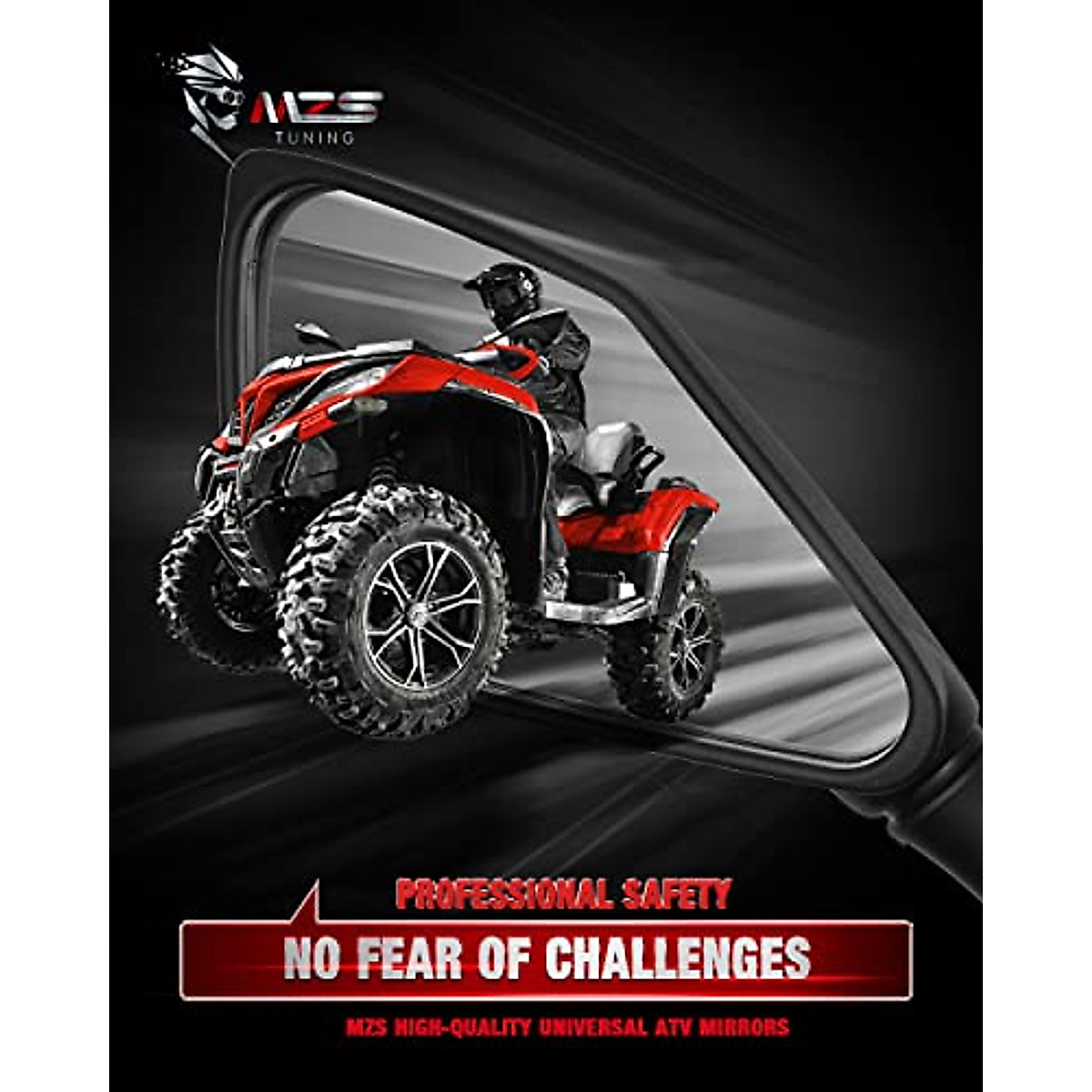 MZS ATV Mirrors, Motorcycle Rearview Mirror Handlebar Mount Universal Rear View Accessories Side Compatible Motorbike Dirt Bike Quad Street Bike Adventure Snowmobile Scooter Coolster Moped GY6 ATV's