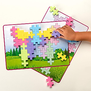 PLUS PLUS - BIG - BIG Picture Puzzles, Pastel Color Mix - Construction Building Stem Toy, Interlocking Large Puzzle Blocks for Toddlers and Preschool