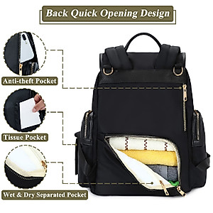 Terzini Bear Diaper Bag Backpack, Multifunction Diaper Bags for Baby with USB Charging Port,Stroller Hook,Changing mat(Black)