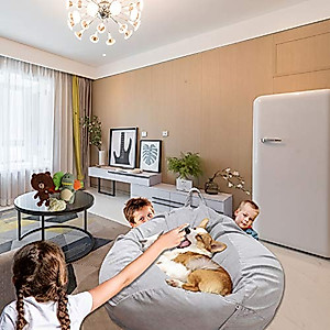 3 Ft Bean Bag Chair: Memory Foam Filled Bean Bag Chairs, Ultra Supportive Stuffed Bean Bag with Ultra Soft Corduroy Cover, Grey for Kids, Adults