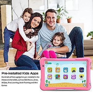 PRITOM 10 inch Kids Tablet Android 12 Tabletas 32GB, Quad-Core, 6000mAh, Large HD IPS Display, WiFi 6, Dual Camera, Bluetooth, Toddler Tablet for Kids Age 3+, Pink