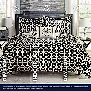 Chic Home 8 Piece Barcelona Super Soft microfiber REVERSIBLE King Comforter Set Black