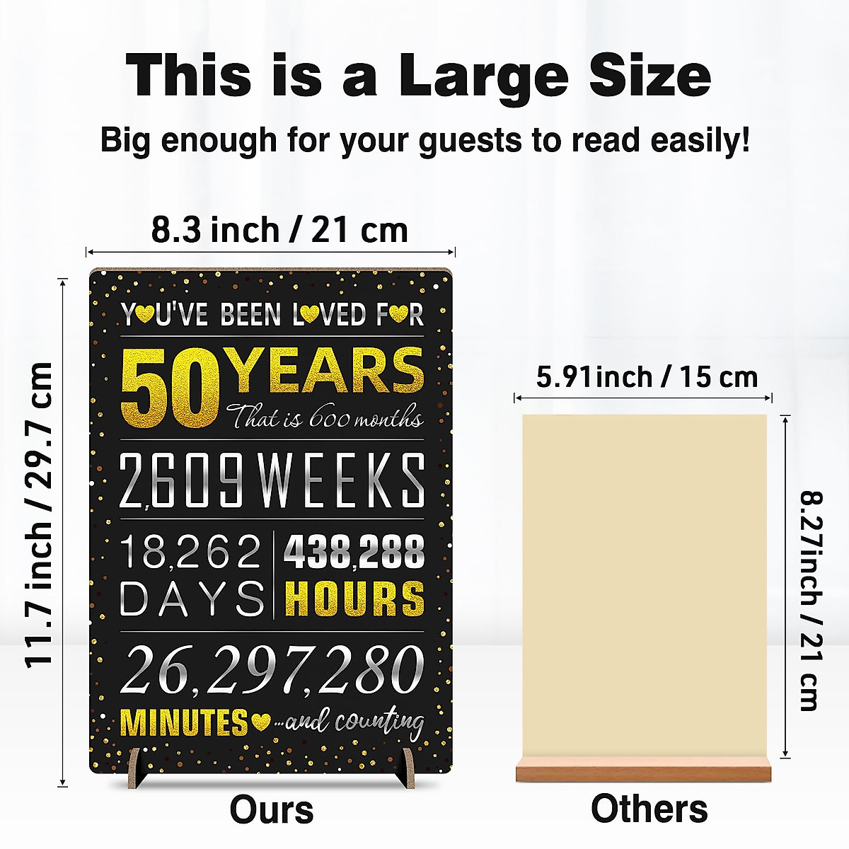 Giftota 50th Birthday Decorations - 3 Pack 3mm Thickness Birthday Poster - 50th Birthday Gifts with Stand - Birthday Party Decorations for 50 Year Old - 50th Birthday Table Sign for Party Supply