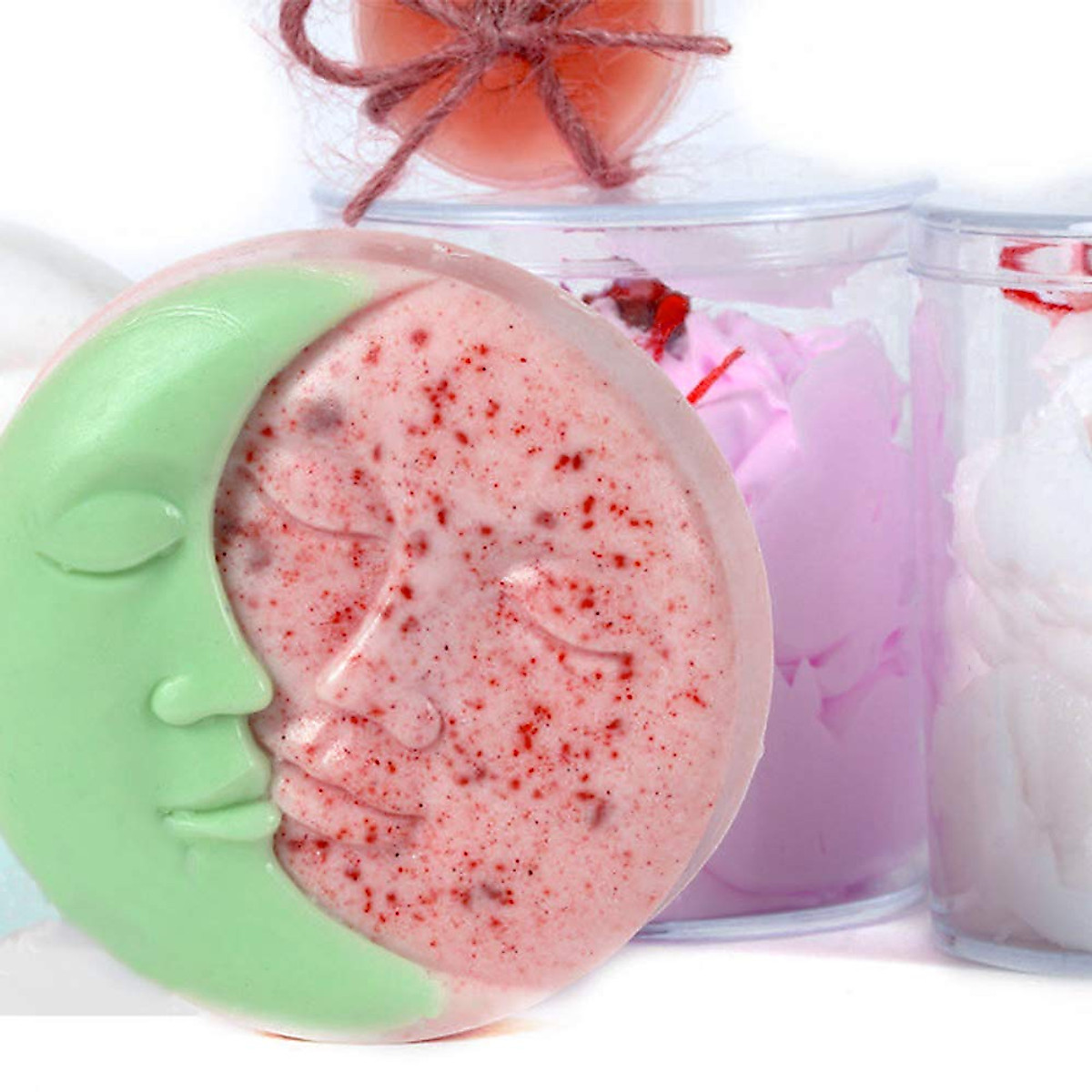 2 Pcs Silicone Soap Molds, Sun & Moon Face Soap Molds for Soap Making, Bath Bomb Molds for Bath Bomb, Chocolate, Candle, Valentine Wedding Gift