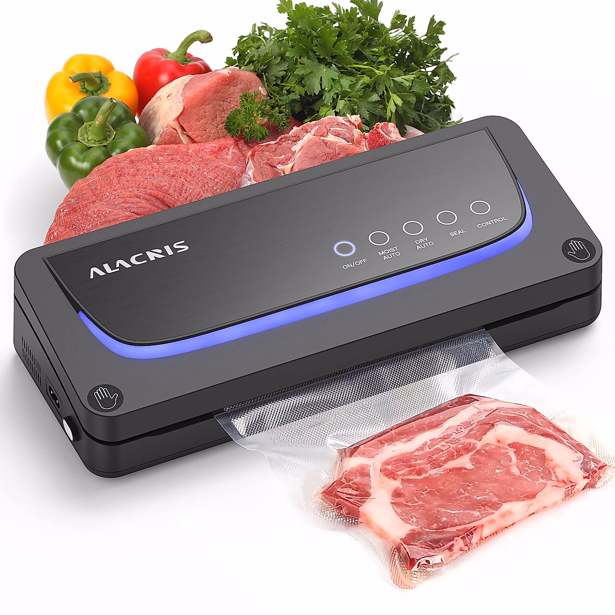 ALACRIS Vacuum Sealer Machine, Professional Full Automatic Food Sealer with LED Indicator and Dry & Moist Modes, Food Saver Vacuum Sealer Air Sealing System Preservation with Starter Kits and Cutter