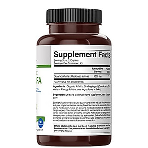 Brieofood Organic Alfalfa 1500mg, 45 Servings, Vegetarian, Gluten Free, 90 Vegetarian Tablets