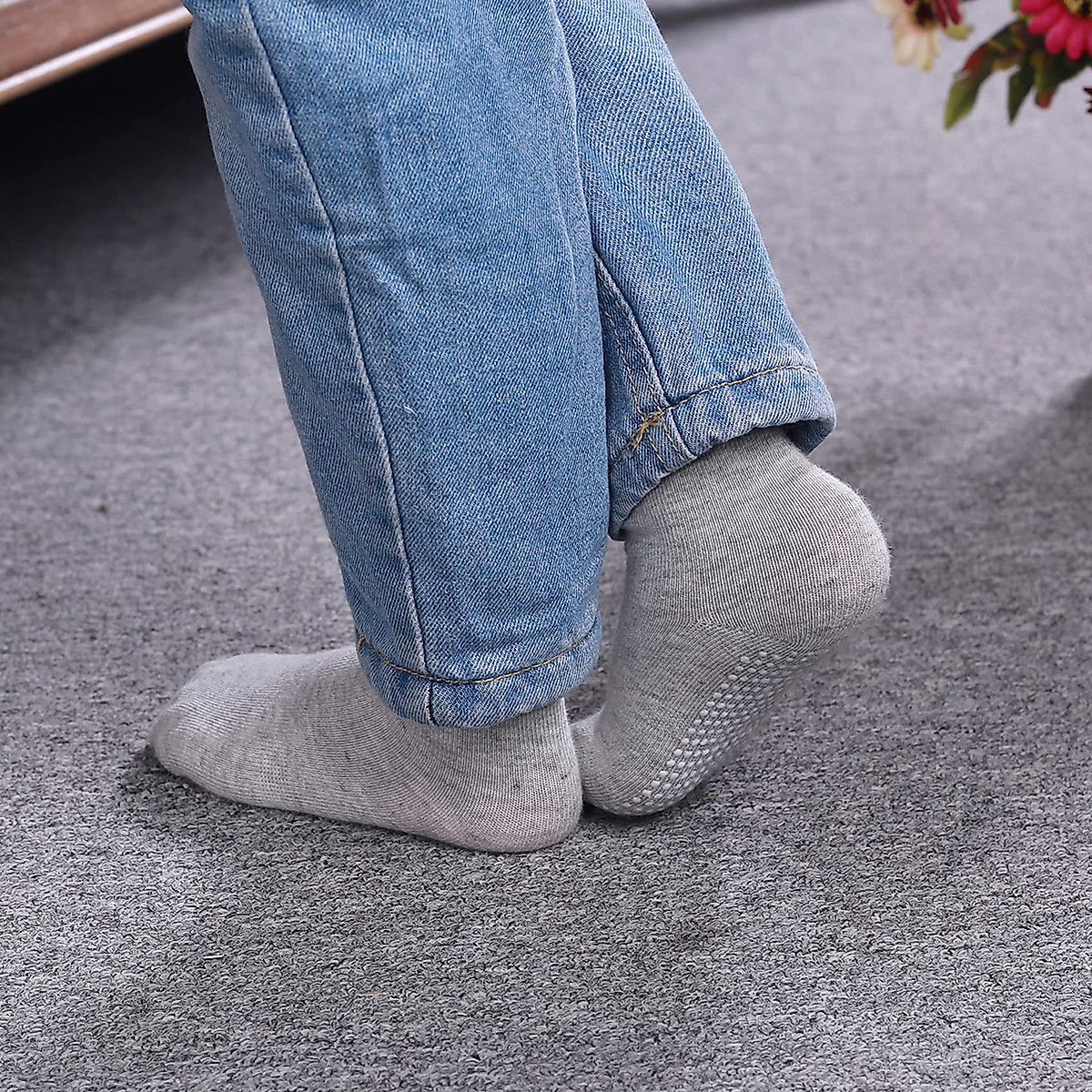 Tenpluszero 16 Pairs Non Skid Toddler Socks Anti Slip Baby Ankle Socks with Grips for Toddler Baby Boys Girls (16Pairs - Mixed Color A, 12-36 Months)