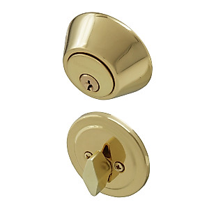 Honeywell Safes & Door Locks - Single Cylinder Front Door Deadbolt Lock Set - Anti-Bump Resistant Dead Bolt Lock for Exterior Doors with 2 Entry Keys - Polished Brass - 3 x 5 x 8.5 in - 8111009