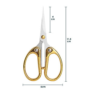 Aemoe 4.5 Inch Cute Embroidery Scissors with Curved Tip for Sewing, Small Stainless Steel Sharp Scissors Craft Shear for DIY Craft Art Work Sewing Handicrafts Needlework Tool and Daily Use Gold