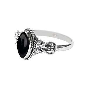 Black Onyx Stone Ring, 925 Sterling Silver Statement Ring For Women, Handmade Ring Gemstone Promise Ring for Birthday Christmas Gift For Her Ring Size US 7