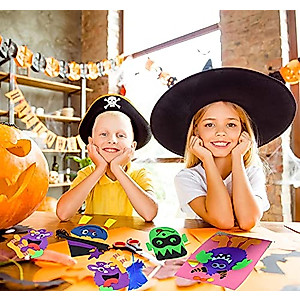 4E's Novelty Halloween Crafts for Kids (12 Pack) Bulk Foam Magnet Character Faces, Fall Crafts for Kids & Toddlers Ages 3-12