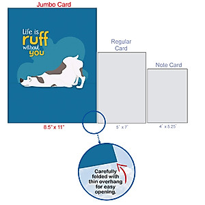 The Best Card Company Big Miss You Greeting Card 8.5 x 11 Inch with Envelope (1 Pack) Jumbo Thinking of You, Just Because Ruff Without You J6586CMYG