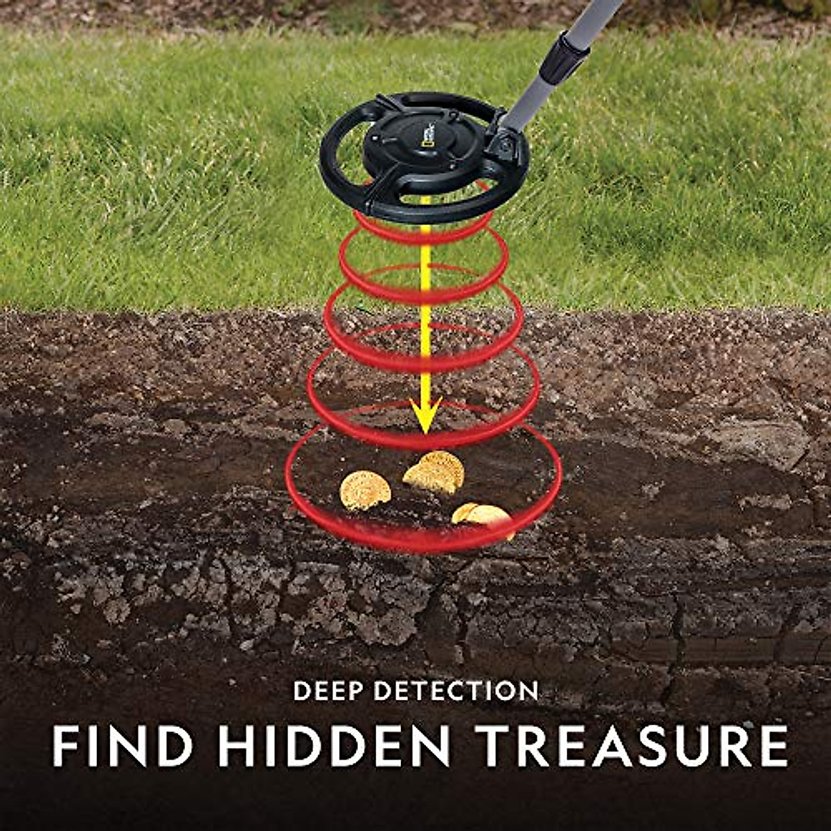 NATIONAL GEOGRAPHIC Junior Metal Detector - Adjustable Metal Detector for Kids with 7.5" Waterproof Dual Coil, Lightweight Design Great for Treasure Hunting Beginners