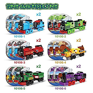 JMBricklayer Party Favors for Boys Girls, 12 in 1 Train Building Blocks Sets, Creative Mini Building Blocks Sets for Goodie Bags, Birthday Gifts,Classroom Prize