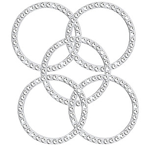 6 Pcs Bling Car Decor Crystal Rhinestone Ring Emblem Sticker, Engine Start Stop Decoration Ring Car Interior Accessories for Women, Push to Start Button Cover, Key Ignition & Knob Bling Ring, Silver