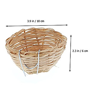 DOITOOL Outdoor Decor 7pcs Bamboo Weaving Breeding with Hooks Handmade Bamboo Pigeon Mat Breeding Egg Pad Breathable Nesting Mat Counntry Style Bird for Canary Swallow Finch Wicker Storage Basket